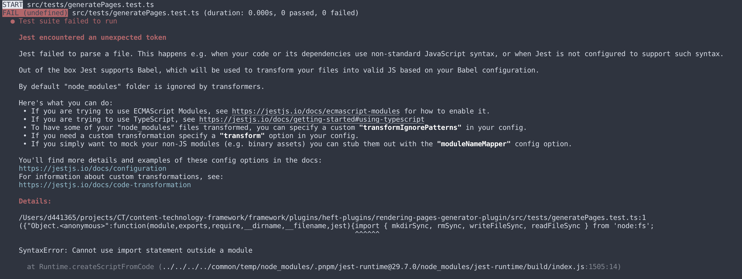 Heft Heft Jest Plugin Crashes On Esm Tests Even Though Jest Alone Works Fine On Them · Issue