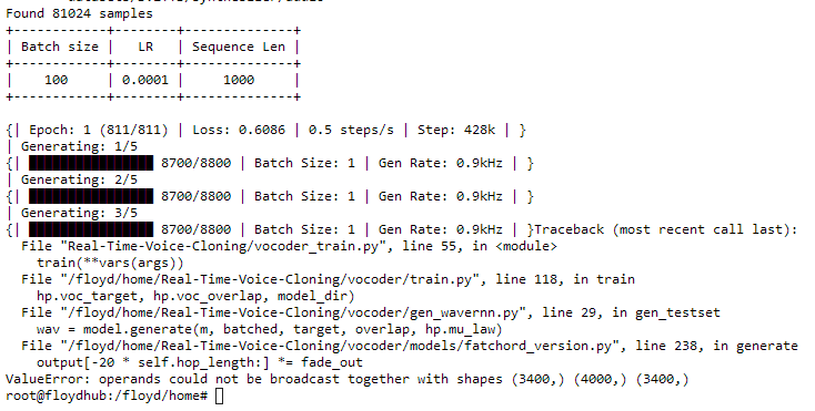 vocoder training : "operands could not be broadcast together with shapes" · Issue #264 ...