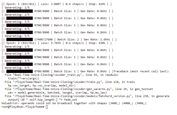 vocoder training : "operands could not be broadcast together with shapes" · Issue #264 ...