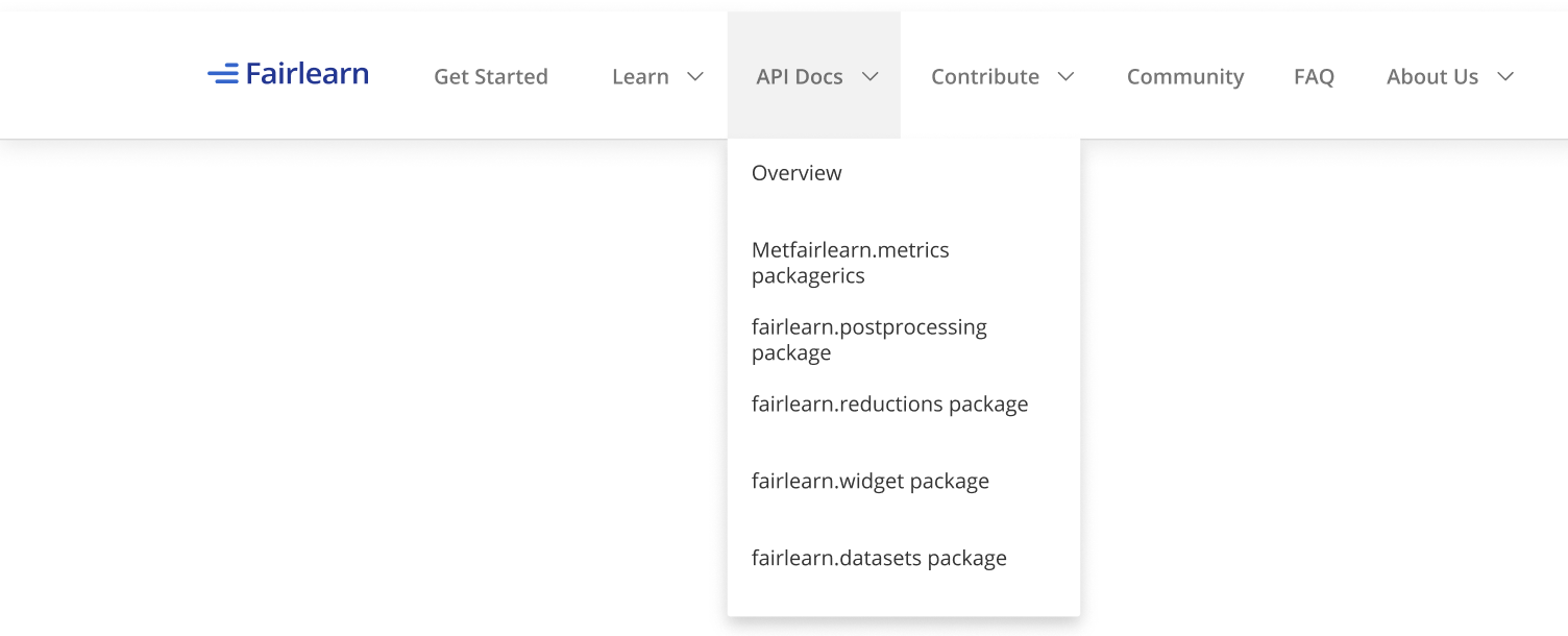 DOC: Revise website navbar menu structure to reflect website redesign · Issue #986 · fairlearn ...