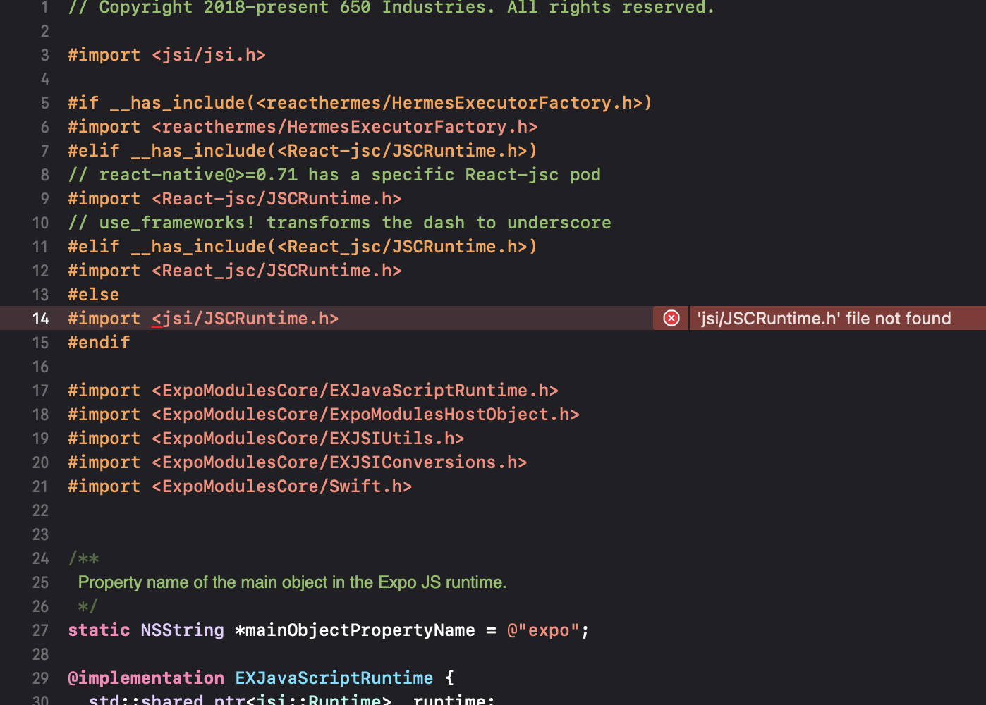 [IOS] [expo-modules-core] - jsi/JSCRuntime.h file not found · Issue #23589 · expo/expo · GitHub