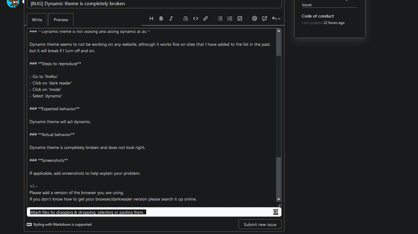 [BUG] Dynamic theme is completely broken · Issue #3353 · darkreader/darkreader · GitHub