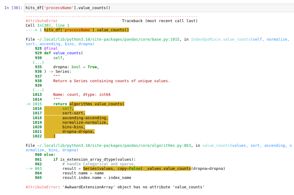 'AwkwardExtensionArray' object is not callable · Issue #31 · intake/awkward-pandas · GitHub