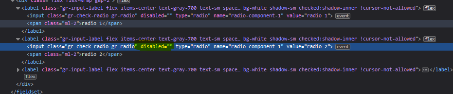 Using the Blocks API, setting the default value for the Radio group makes the entire group ...