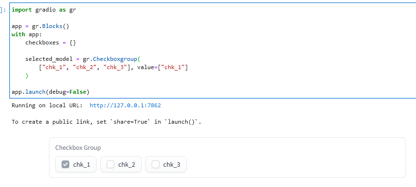 Using the Blocks API, setting the default value for the Radio group ...