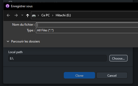 File selector instead of folder selector when cloning a repository ...
