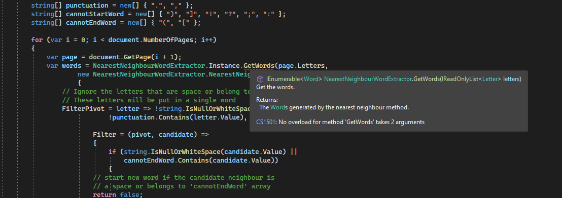 overload for NearestNeighbourWordExtractor shown in advanced example is private · Issue #461 ...