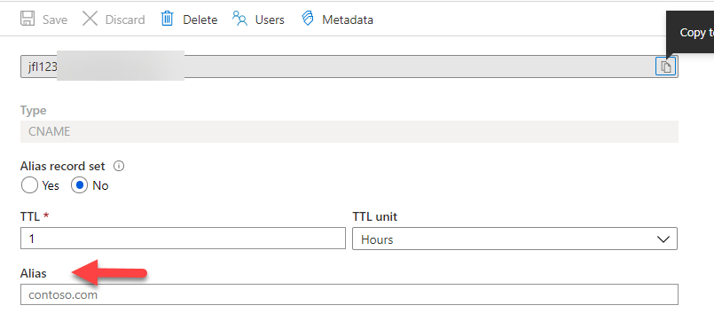 Creating a cname record - how to set the alias · Issue #13382 · Azure/azure-cli · GitHub