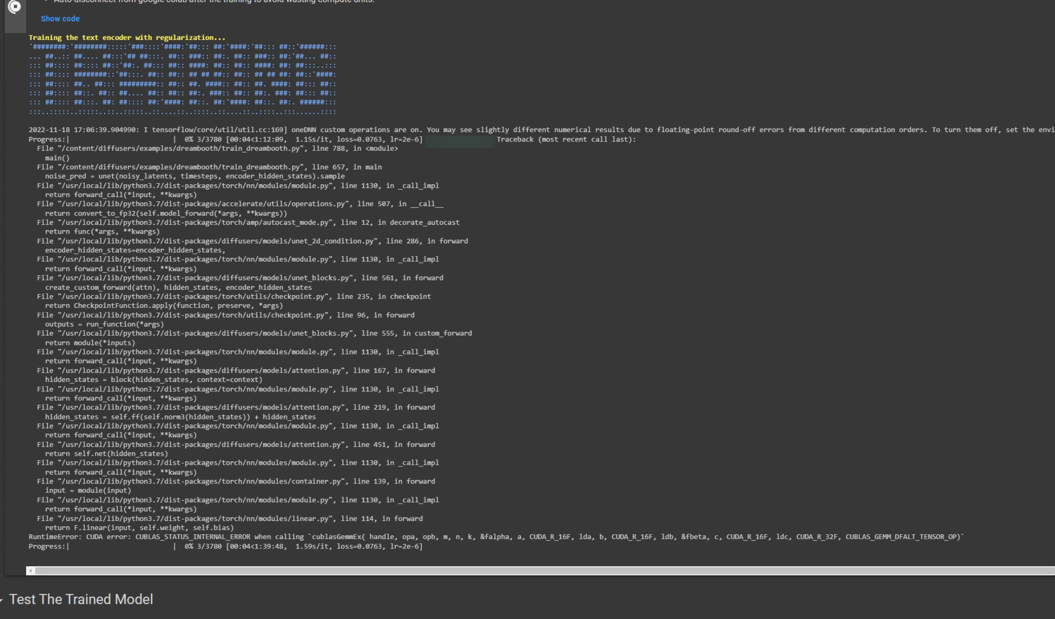 DreamBooth Error when training the text encoder · Issue #536 · TheLastBen/fast-stable-diffusion ...
