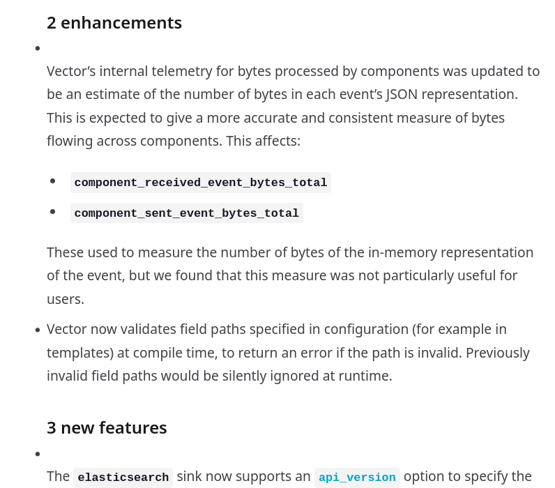 release note bullets do not render well · Issue #12940 · vectordotdev/vector · GitHub