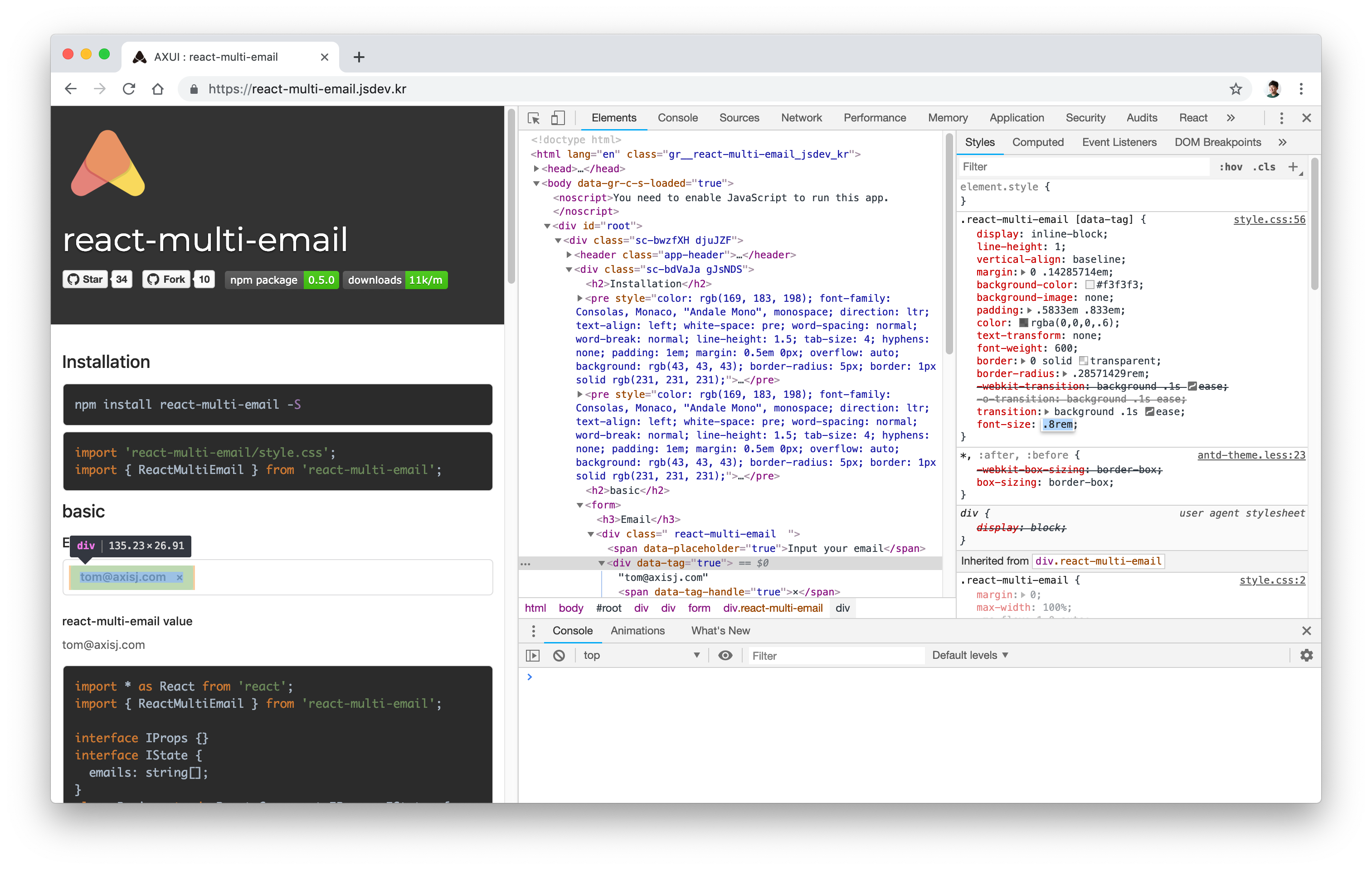 Emails Font Size Issue 17 Axisj react multi email GitHub