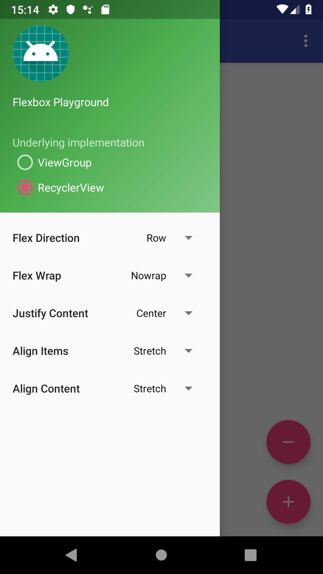 FlexboxLayoutManager layouts children to weird position when nowrap & justifyContent=center ...