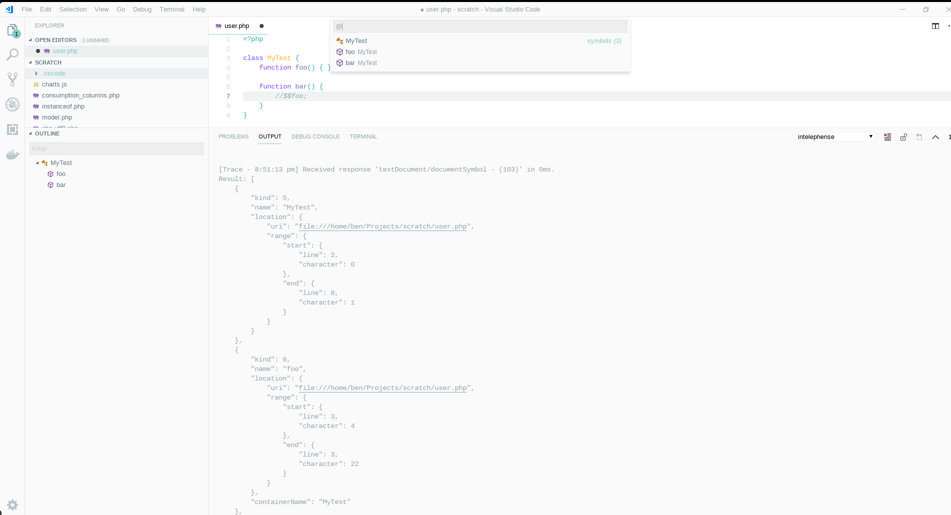 All document symbols and outline are not shown if a single ...