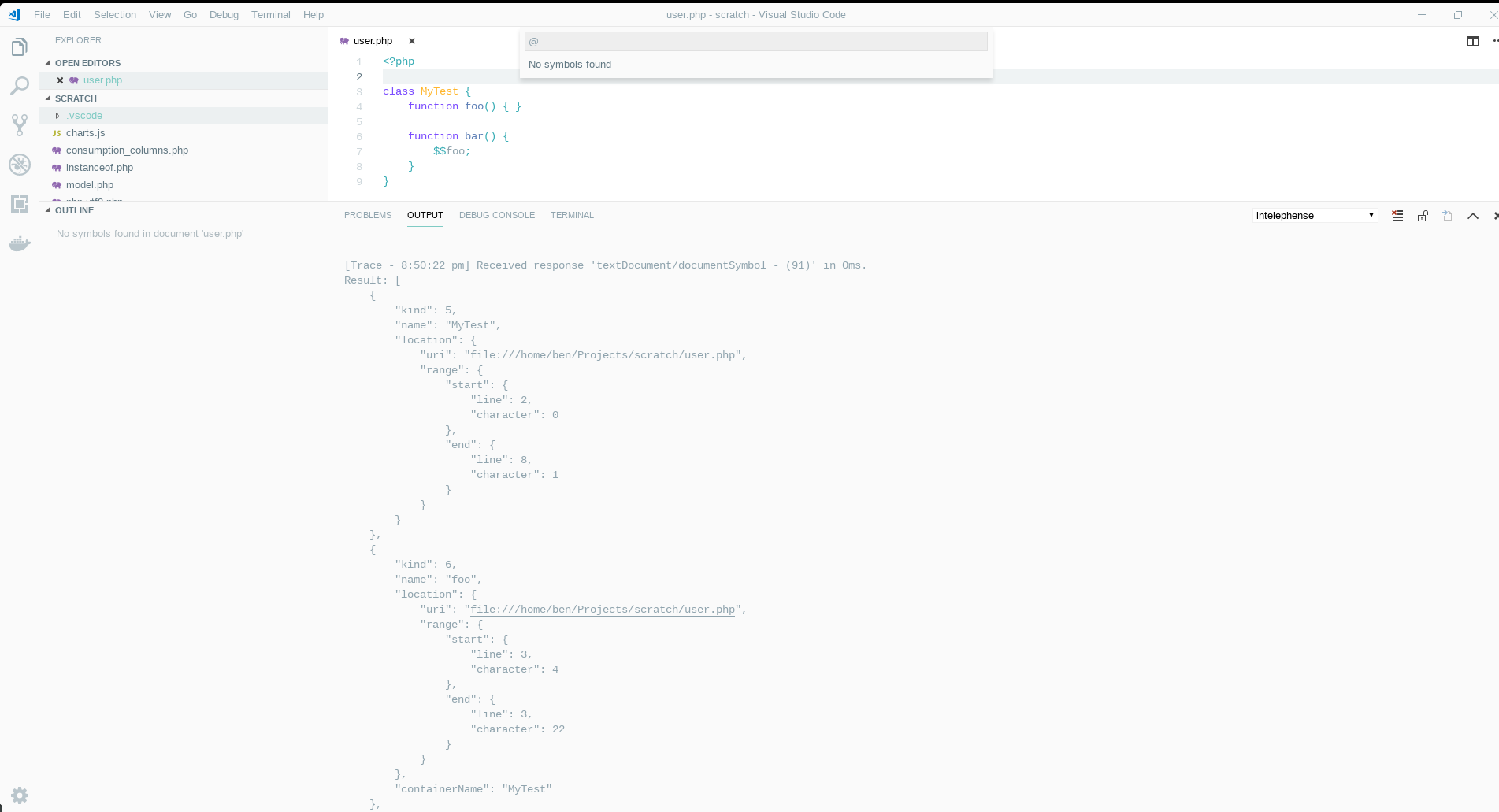 All document symbols and outline are not shown if a single SymbolInformation has an empty string ...