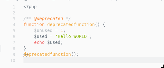 Hint level diagnostics tagged as deprecated only show strikeout on ...