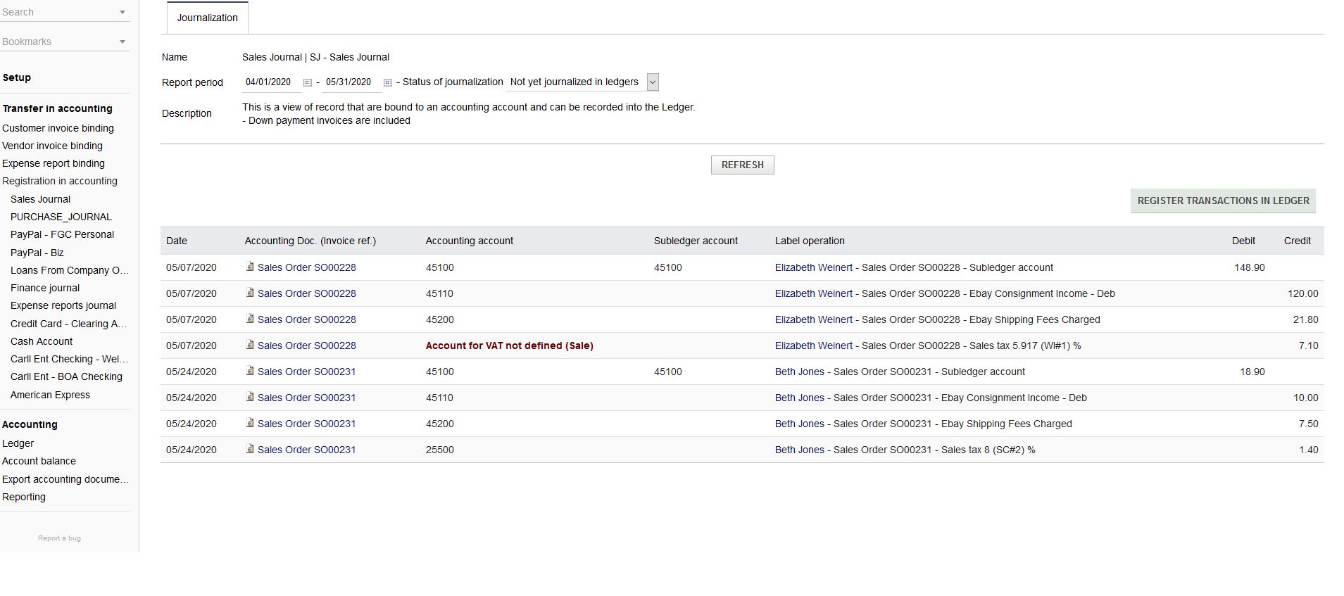 Bug: Sales Journal Registration · Issue #13982 · Dolibarr/dolibarr · GitHub