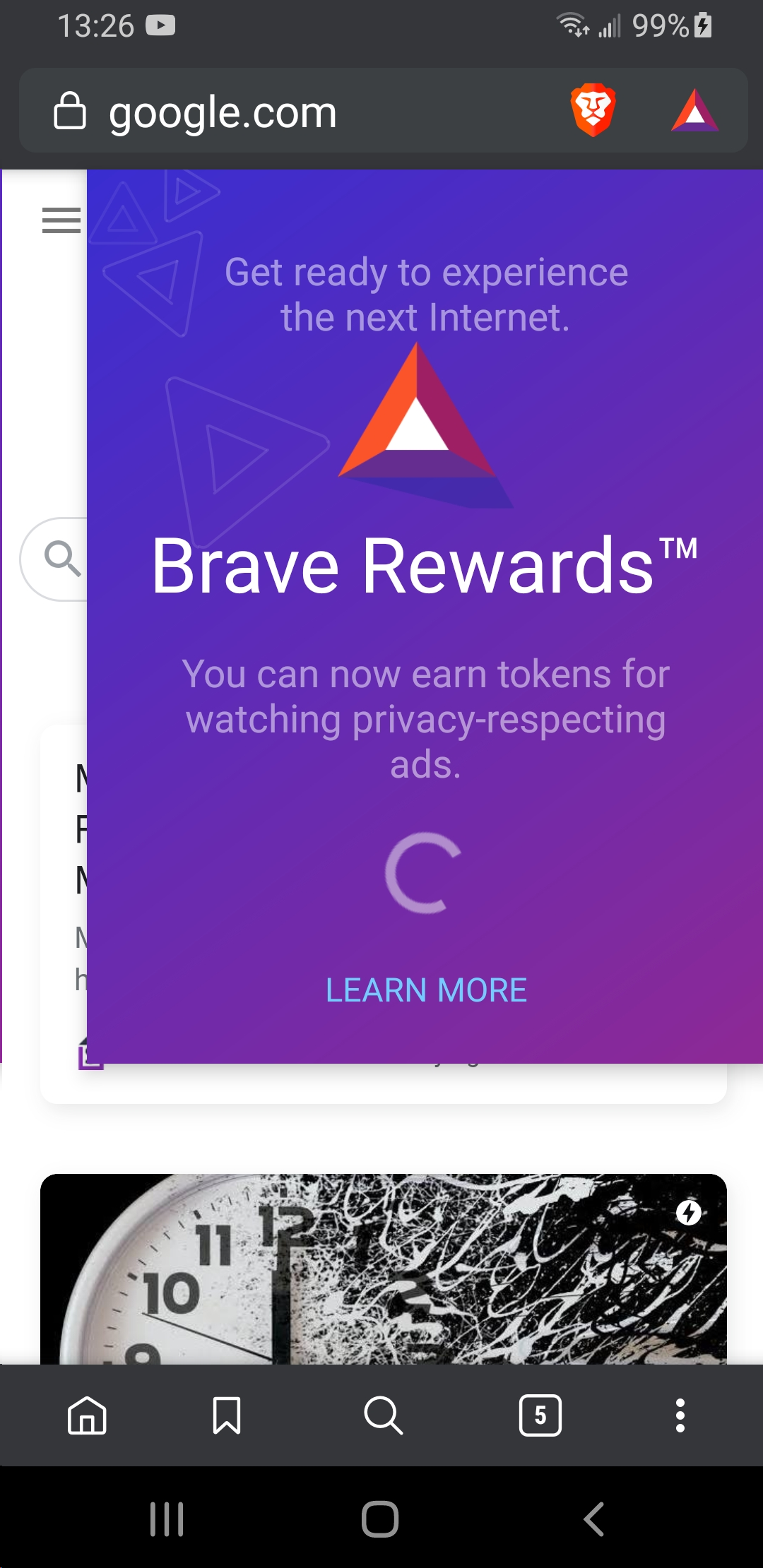 [Android] Can't access brave rewards, just get spinning wheel · Issue ...