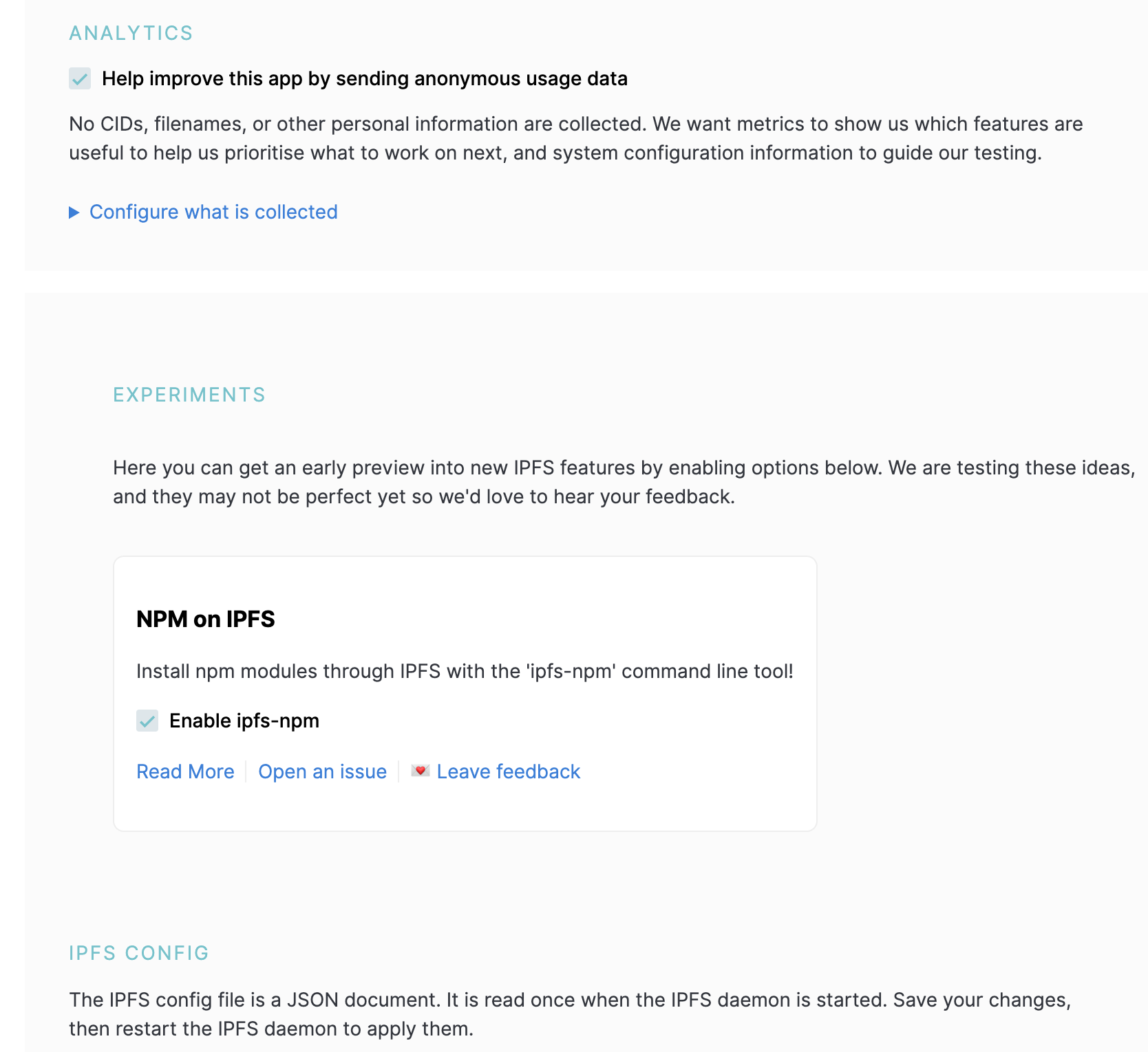 Experiments has a lot of padding · Issue #1107 · ipfs/ipfs-webui · GitHub