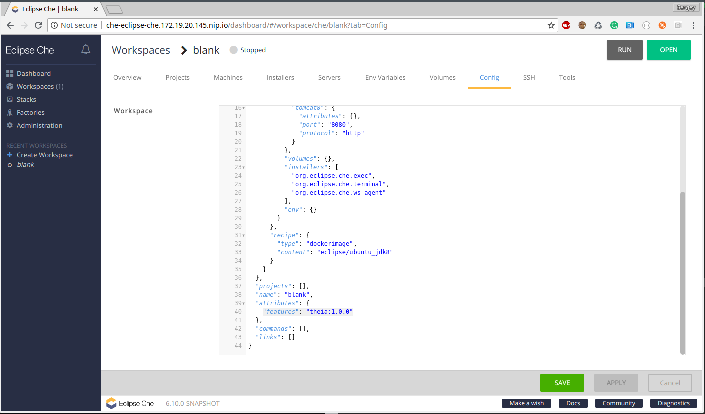 Walking Skeleton Edit Workspace Attributes From The Dashboard · Issue 10650 · Eclipse Cheche 