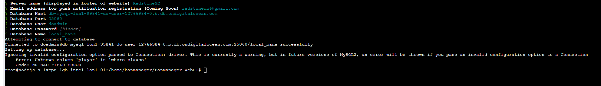 Error when connecting to MySQL database · Issue #1243 · BanManagement/BanManager-WebUI · GitHub