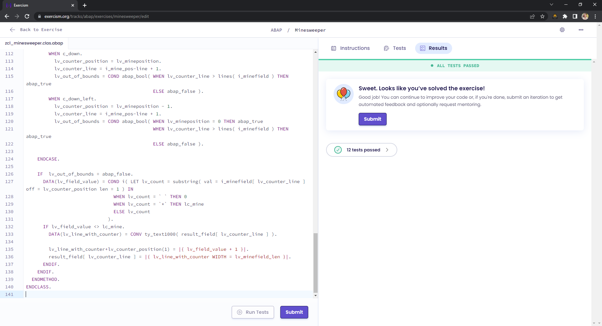 Error in Minesweeper · Issue #103 · exercism/abap · GitHub