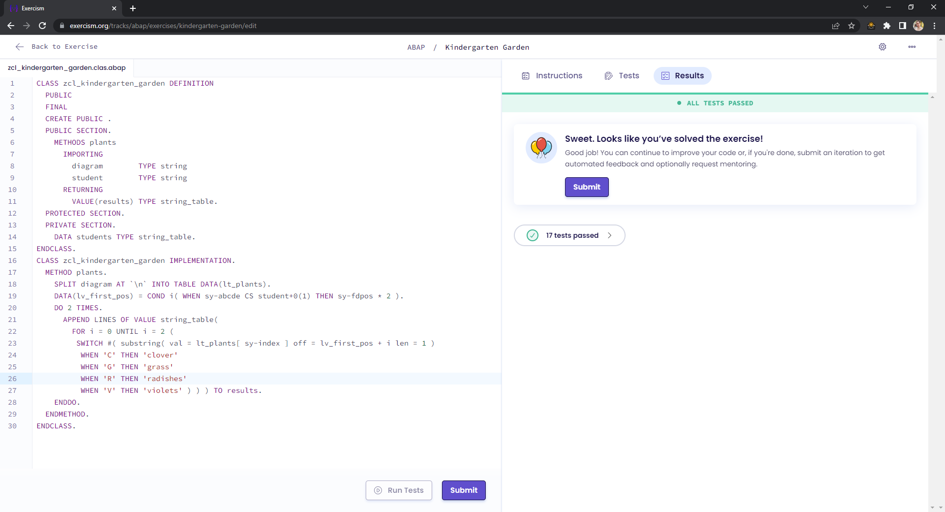 Error occured in Exercise "KINDERGARTEN" · Issue #118 · exercism/abap · GitHub