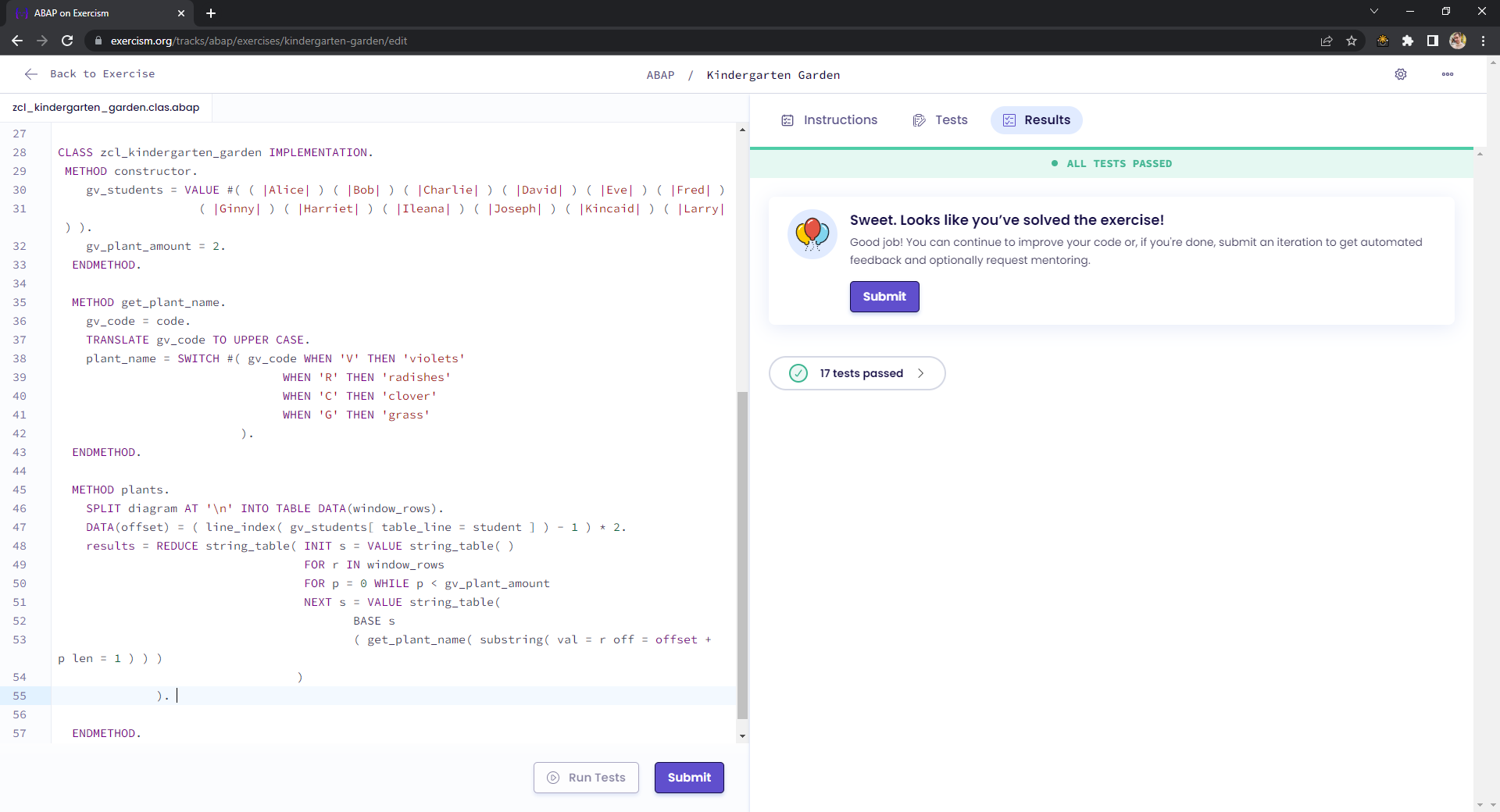 Kindergarten Garden: Constructor Expression REDUCE with multiple FOR ...