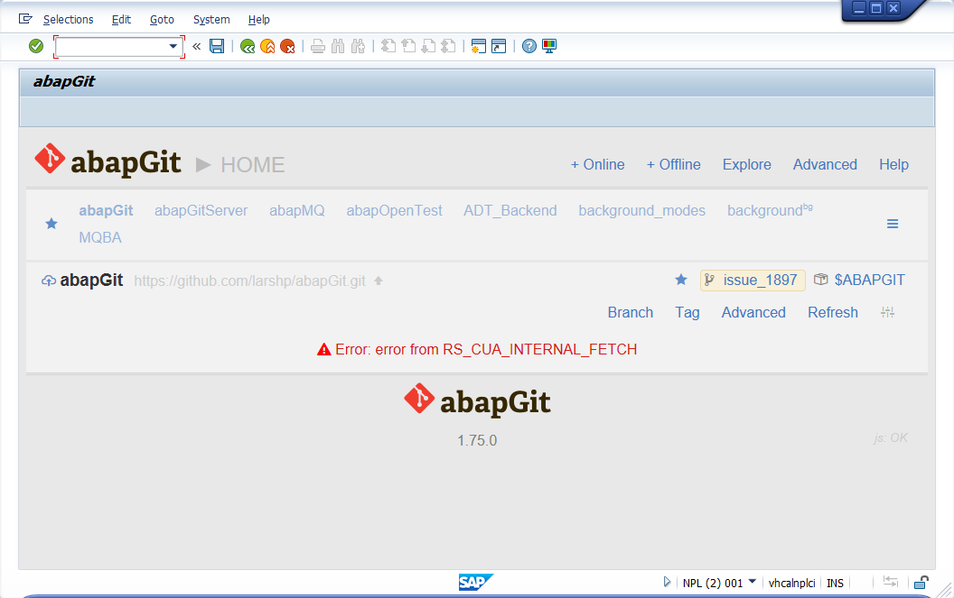 Error Error From Rs Cua Internal Fetch · Issue 1899 · Abapgit Abapgit · Github