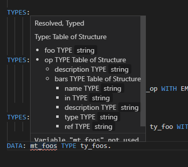 Nicer formatting of structured types in hover · Issue #887 · abaplint/abaplint · GitHub