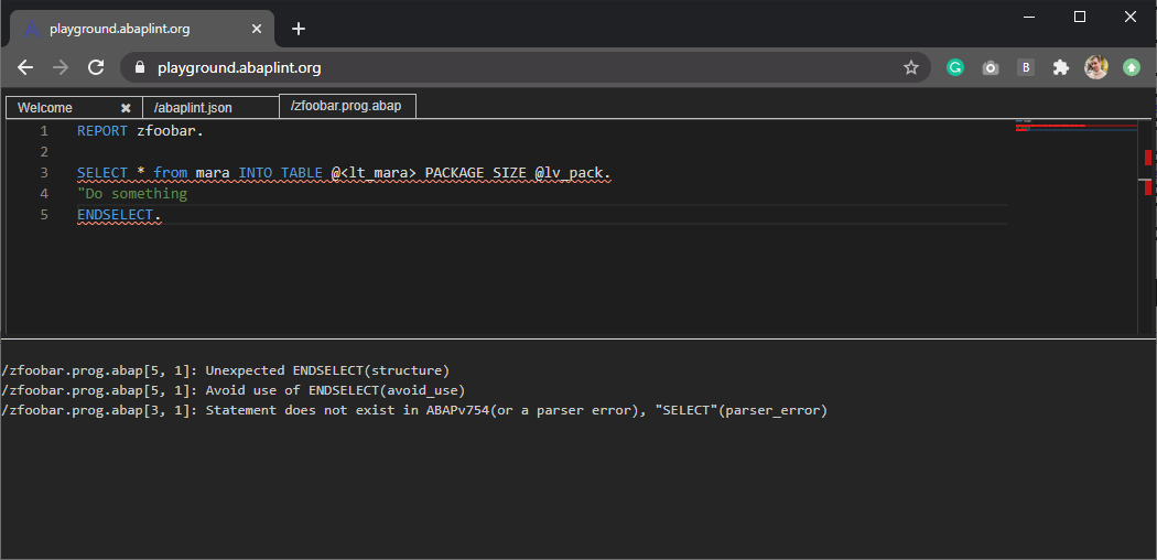 Select using package size result in ENDTRY error in class · Issue #1382 · abaplint/abaplint · GitHub