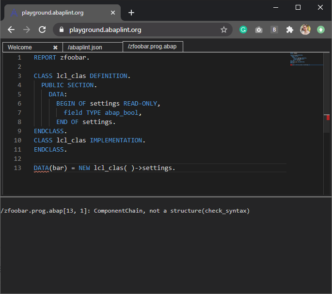 False Positive Componentchain Not A Structure Check Syntax [e] · Issue 1488 · Abaplint