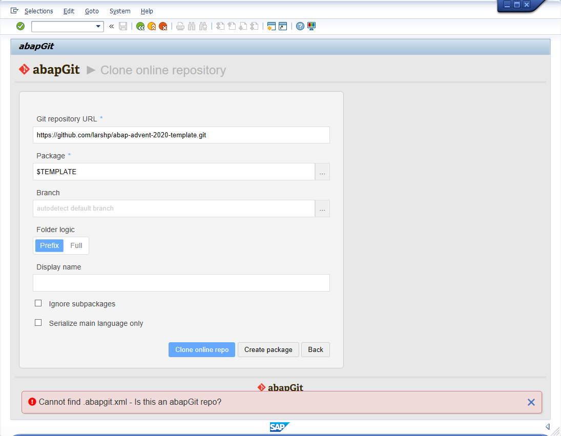 Error While Creating Repository Cannot Find Abapgitxml Is This An 7684