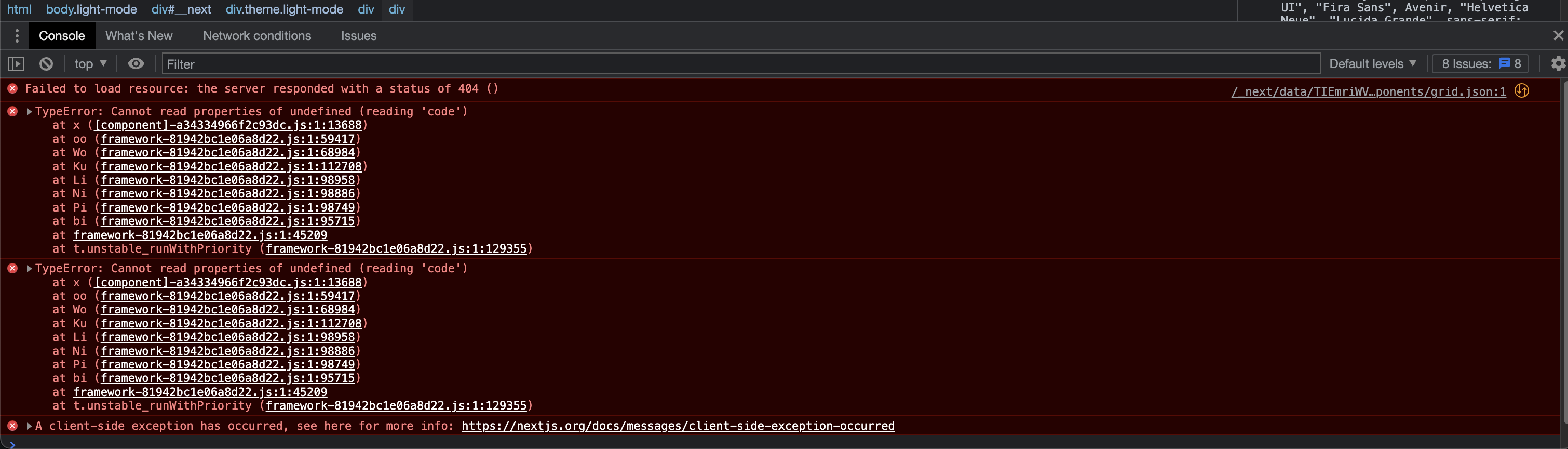 After Navigating To A Few Example Components The Next Time A Component Is Loaded The Page