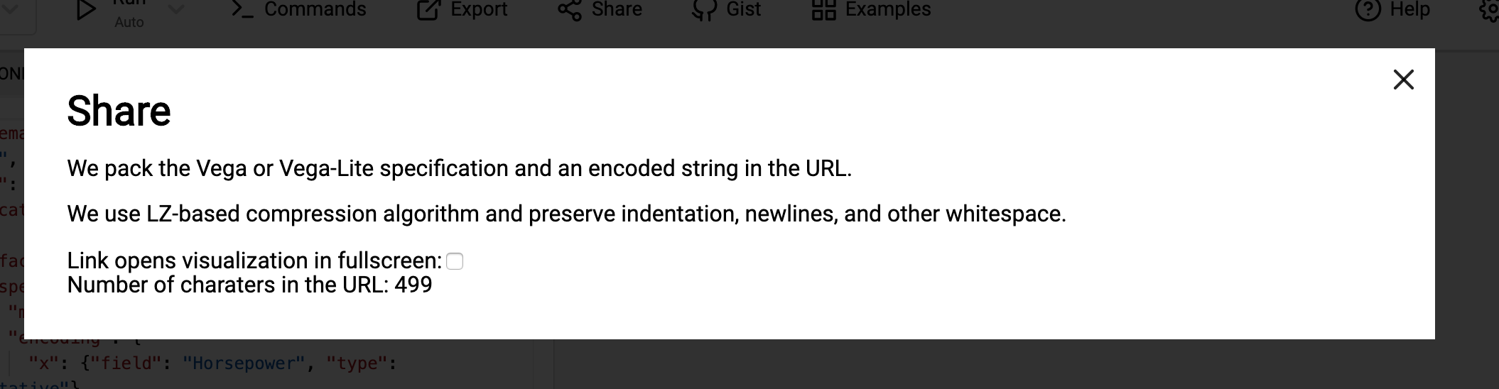 Sharing dialog has no button to copy URL · Issue #431 · vega/editor · GitHub