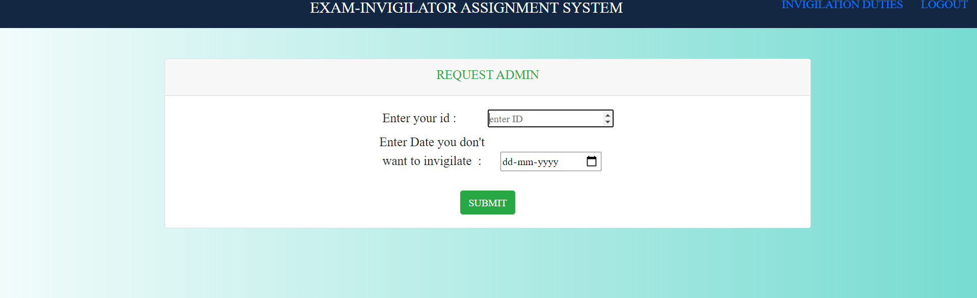 GitHub - aneesha1662/Exam-Invigilator-Assignment-System