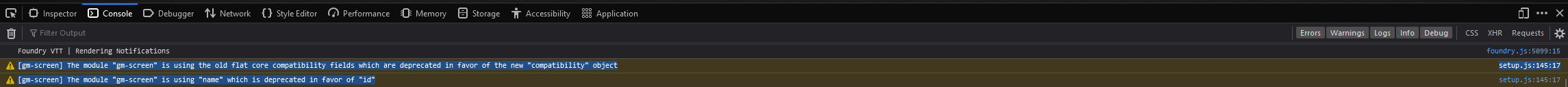FoundryVTT v10 compatability warnings · Issue #152 · ElfFriend-DnD/foundryvtt-gmScreen · GitHub