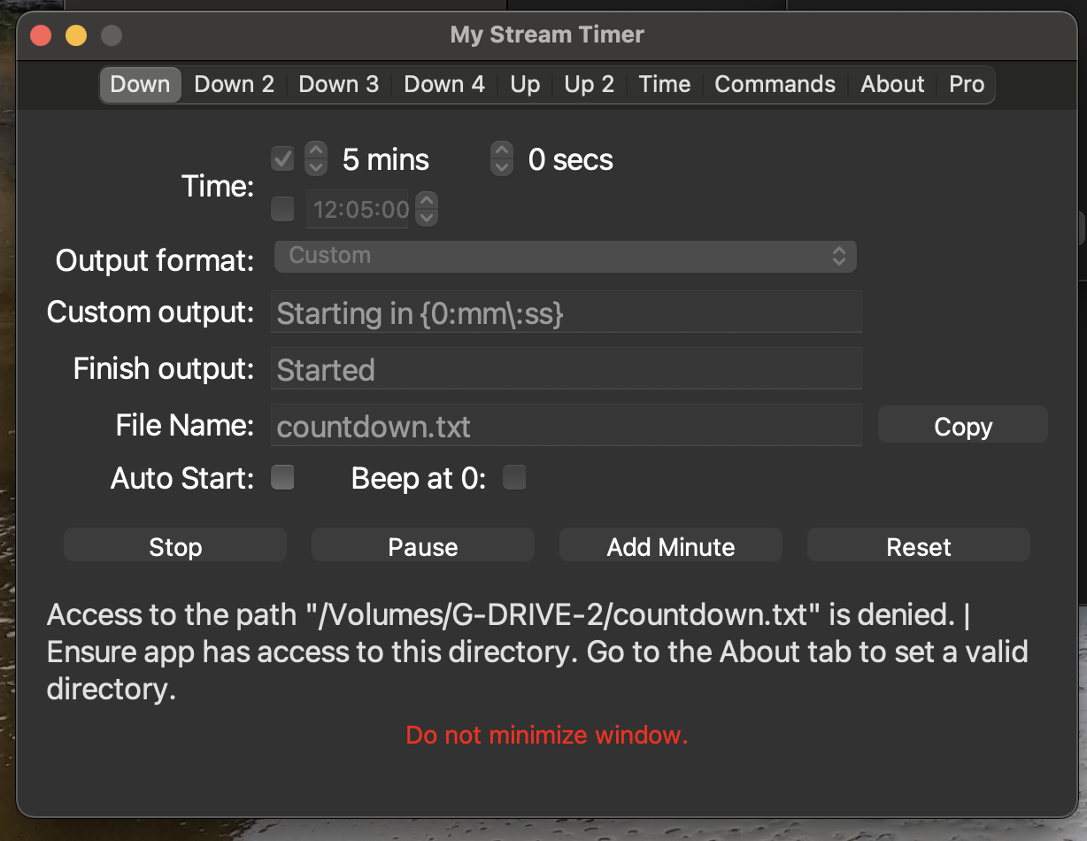 Change path of txt files - Permissions. · Issue #20 · jamesmontemagno/MyStreamTimer · GitHub
