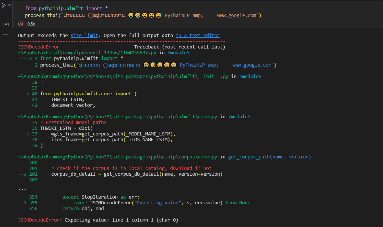 can not import process_thai function from pythainlp.ulmfit · Issue #700 · PyThaiNLP/pythainlp ...