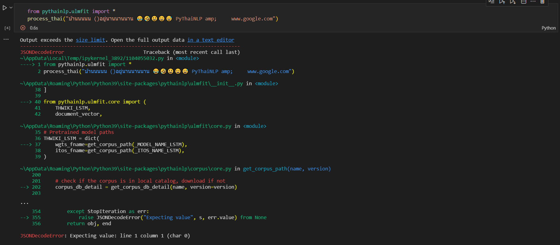 can not import process_thai function from pythainlp.ulmfit · Issue #700 · PyThaiNLP/pythainlp ...