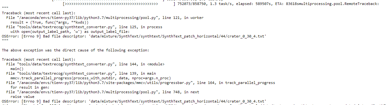 SynthText preprocessing error · Issue #545 · open-mmlab/mmocr · GitHub