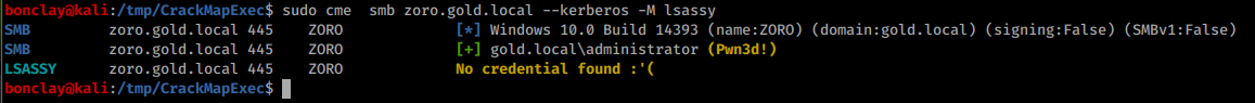 LSASSY module show message when no credential found · Issue #368 · byt3bl33d3r/CrackMapExec · GitHub