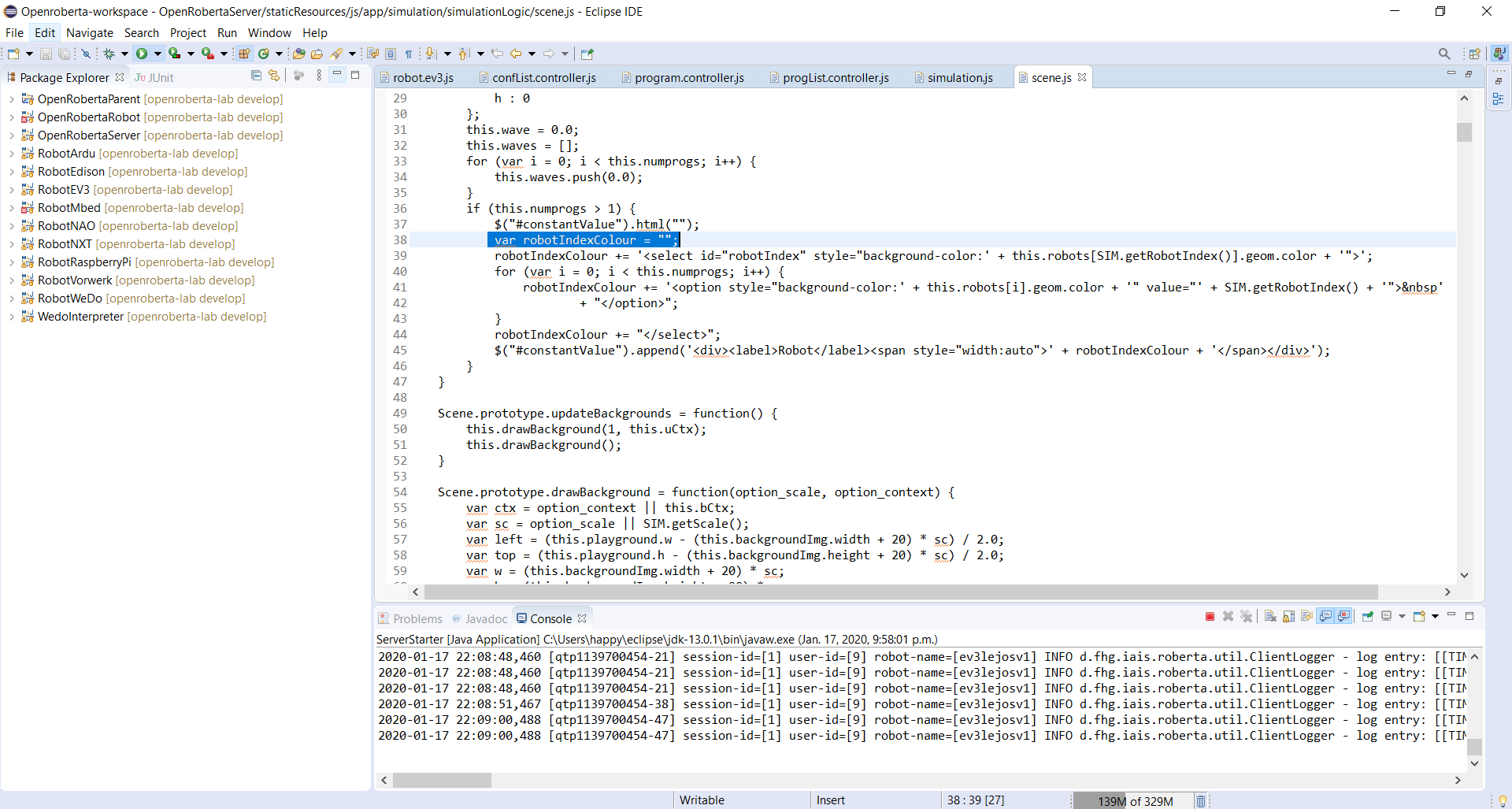 Multiple robot simulation: Dropdown menu for selecting robots in sensor view does not display ...