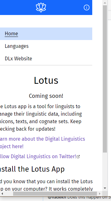 Home Page overflows on small screens · Issue #383 · digitallinguistics/app · GitHub