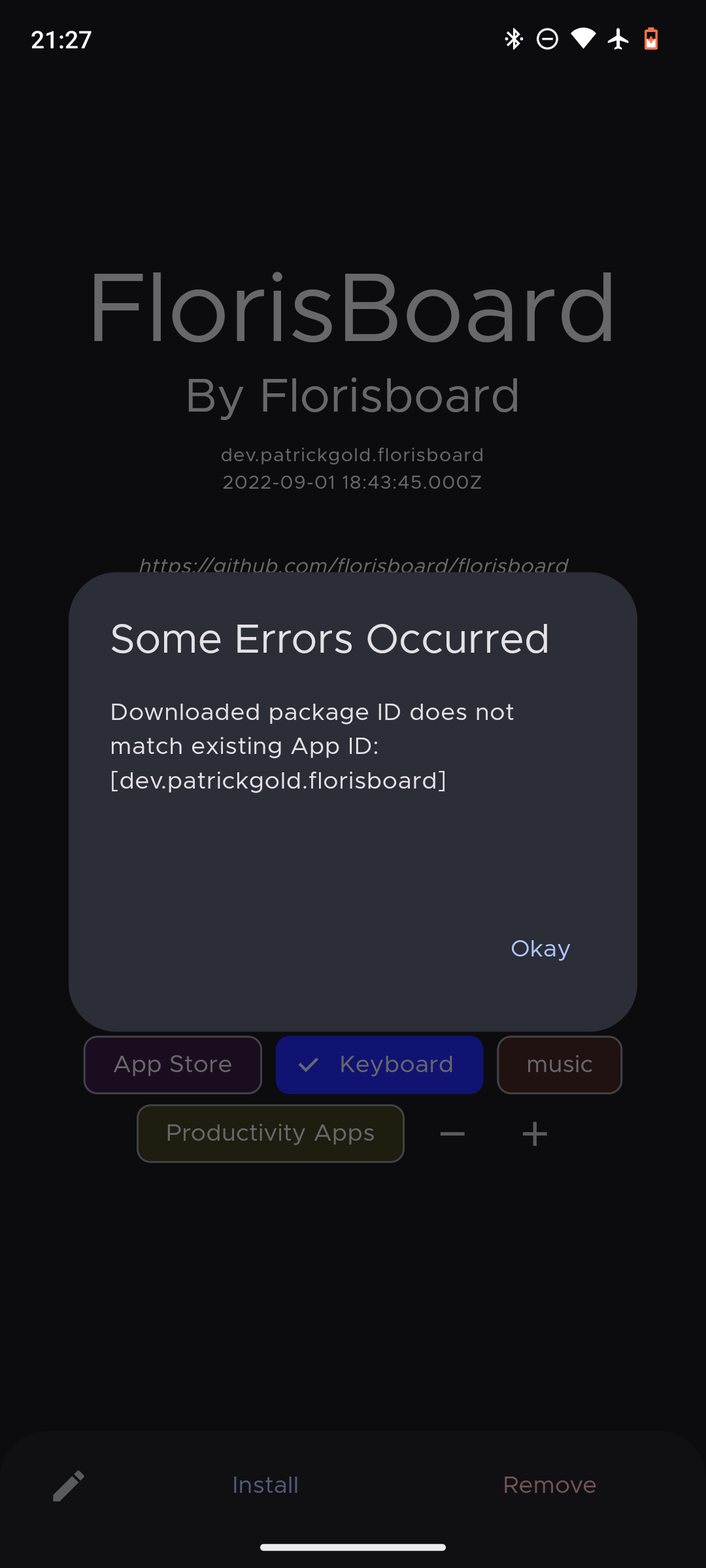 Error Message Prompt After Trying To Install An Apk From Github · Issue 358 · Imranr98 