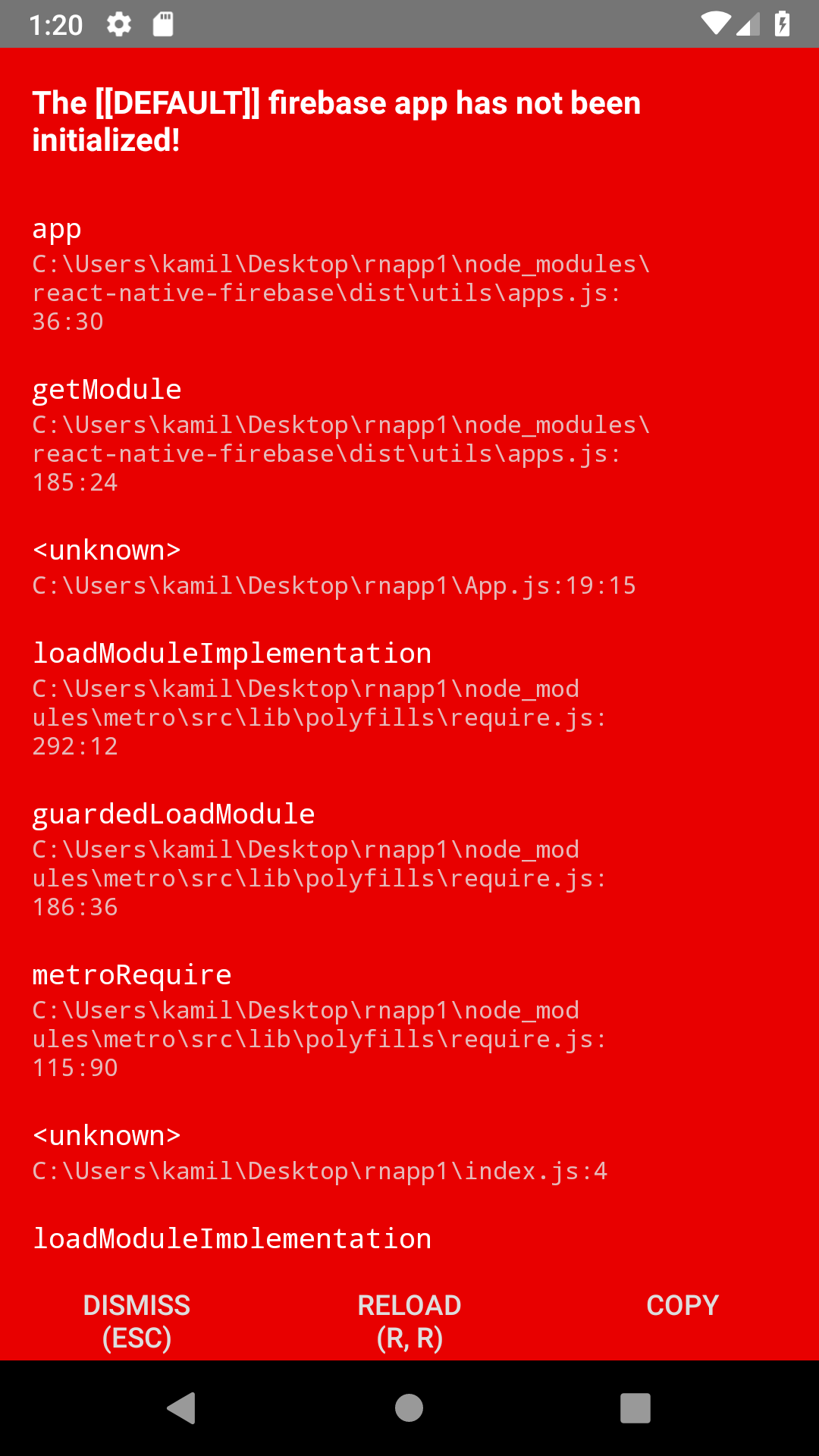 Firebase App Has Not Been Initialized Rn 0 57 1 · Issue 1548 · Invertase React Native Firebase