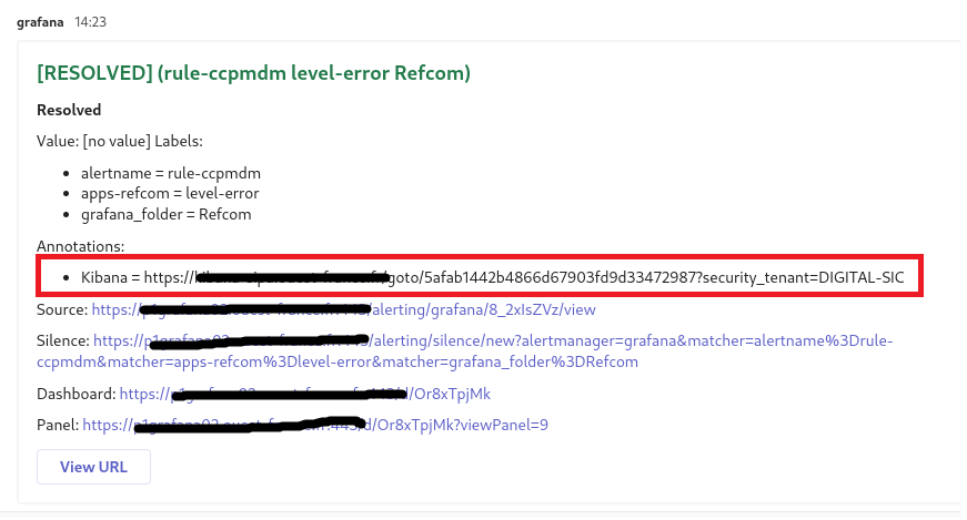 [9.1.1] Alerting - Url in annotations are not clickable in Teams ...