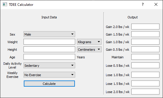 GitHub - codysmith-tech/tdee-calculator: A GUI tool to quickly ...