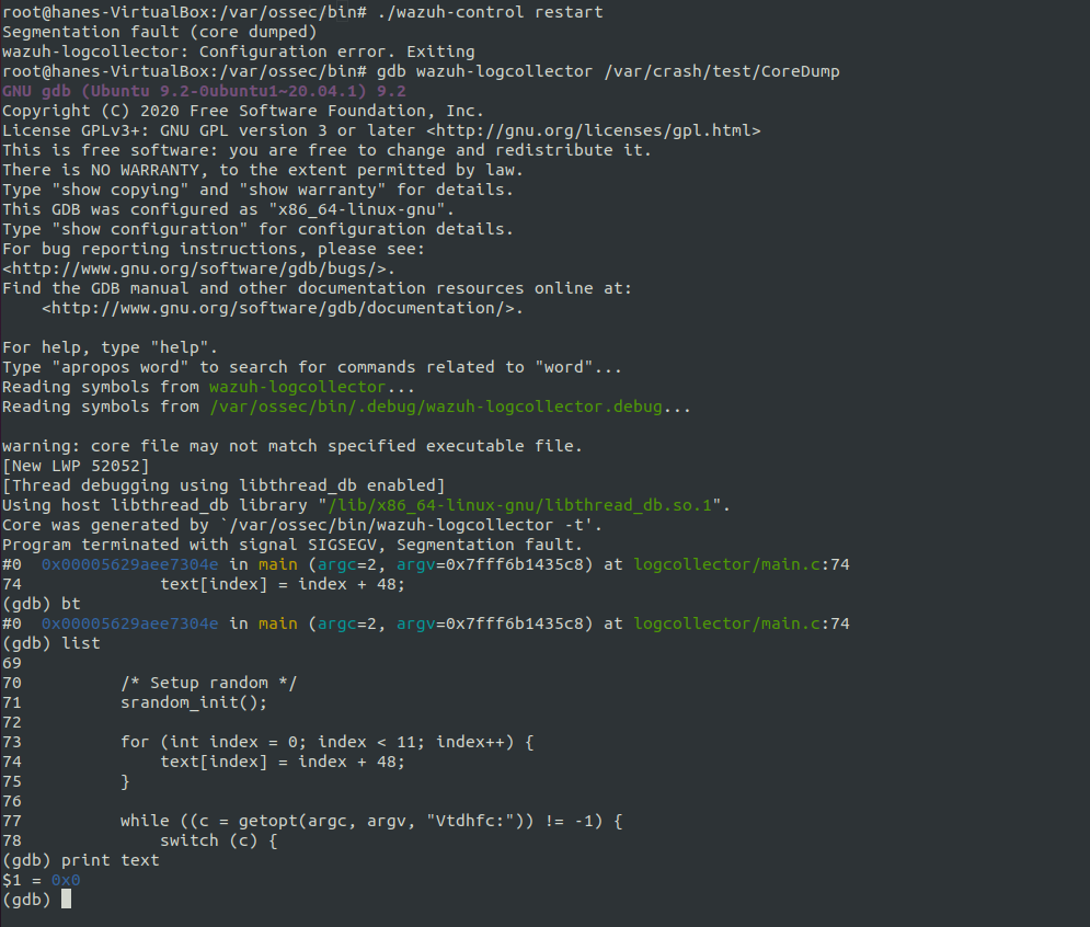 Wazuh core dump enabling and analysis - exploratory session · Issue #13315 · wazuh/wazuh · GitHub