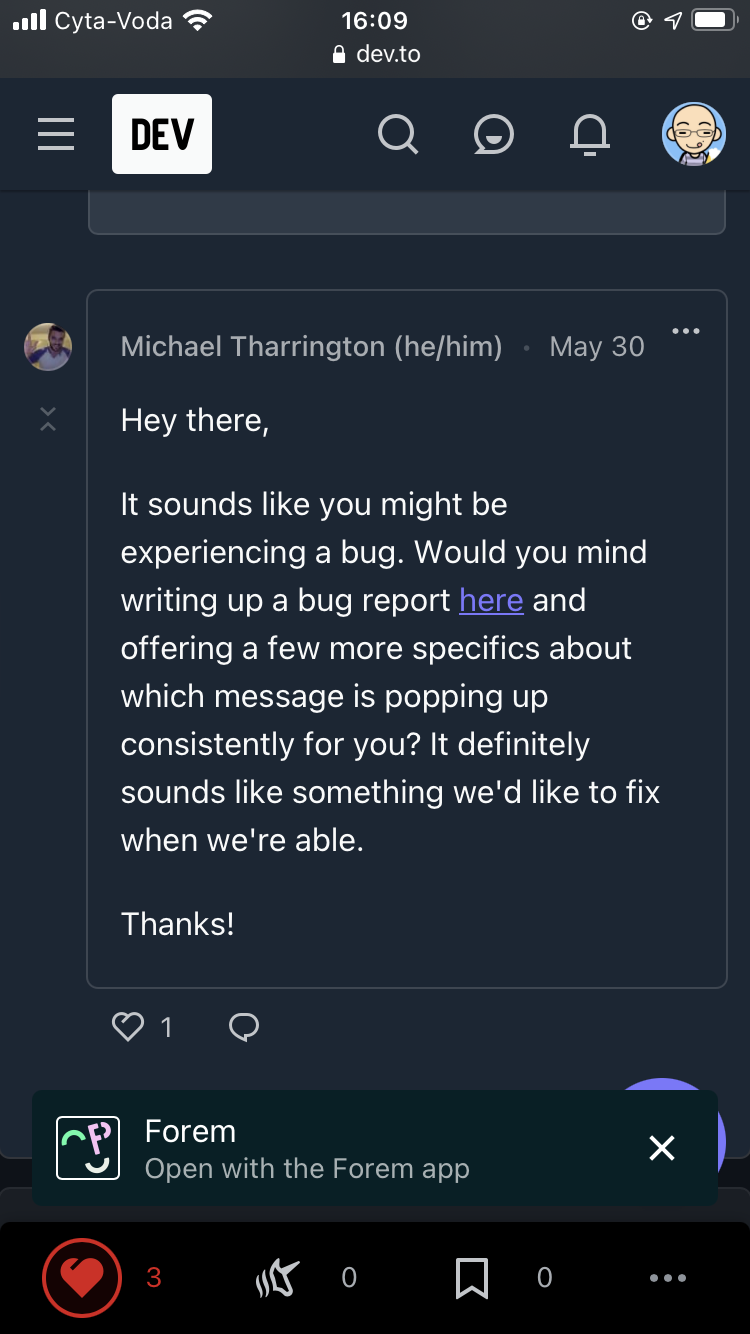 Forem app pop-up reappears · Issue #13890 · forem/forem · GitHub