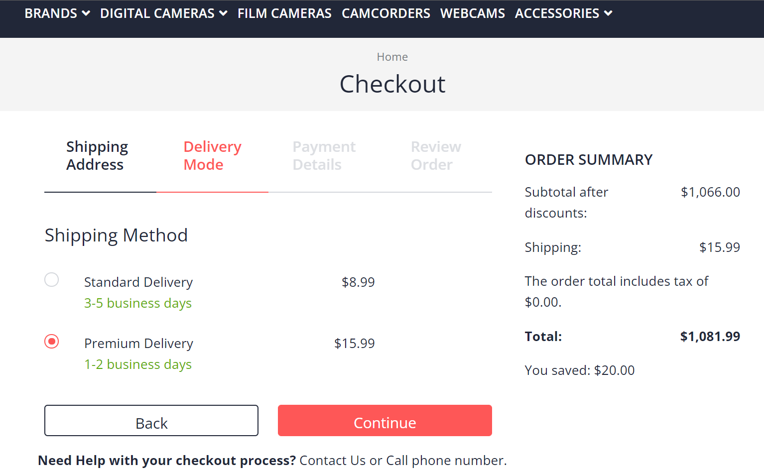 HTTP PUT request will return 400 ERROR when rapidly switch shipping method in Delivery Mode step ...
